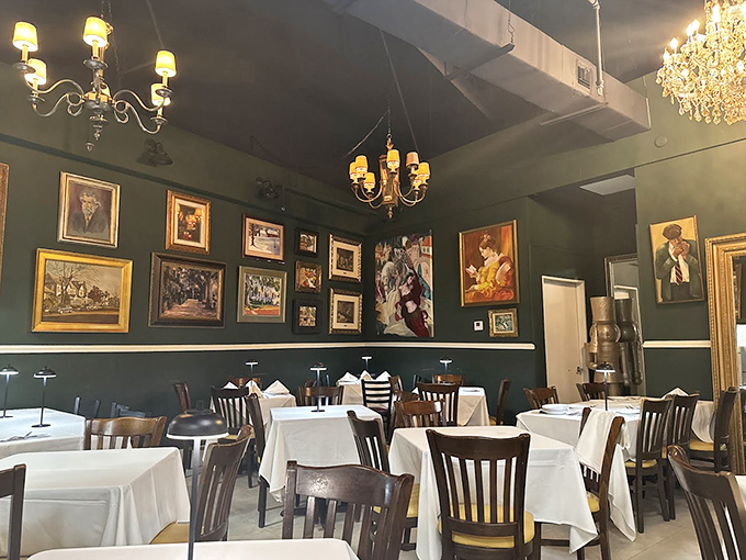 Green walls adorned with eclectic art and sparkling chandeliers &ndash; this isn't your abuela's casual Cuban joint, but she'd approve of the food.