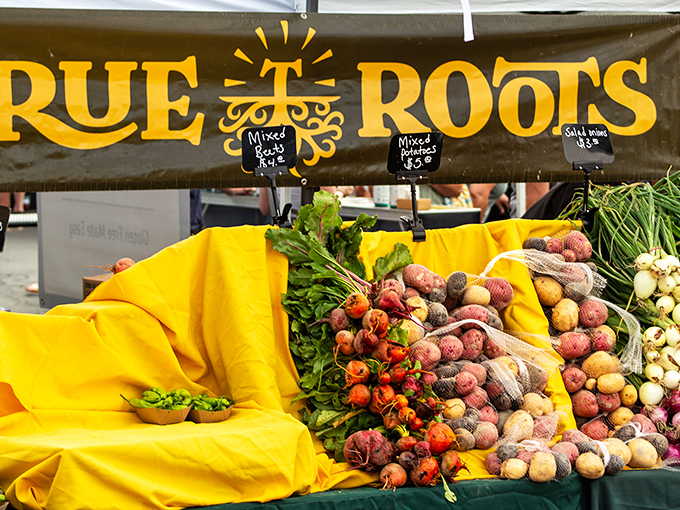 True Roots Farm's rainbow of root vegetables might make you question why you ever settled for boring supermarket produce. Nature's color palette at its finest. 