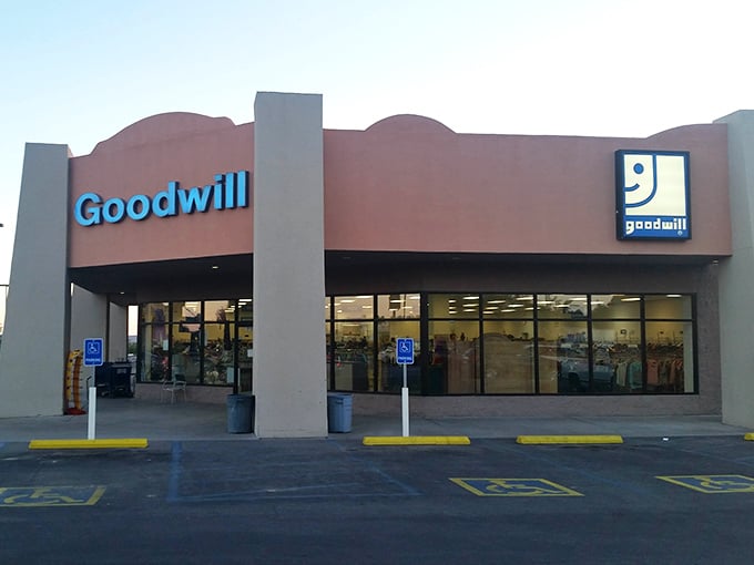 Blue letters against terracotta walls &ndash; the universal symbol for "your wallet is about to thank you."