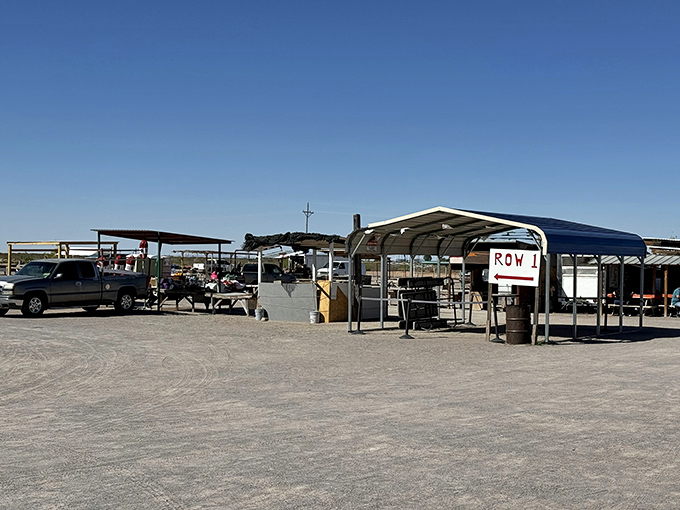 Row markers guide shoppers through this desert bazaar, but getting pleasantly lost among the stalls is half the adventure.