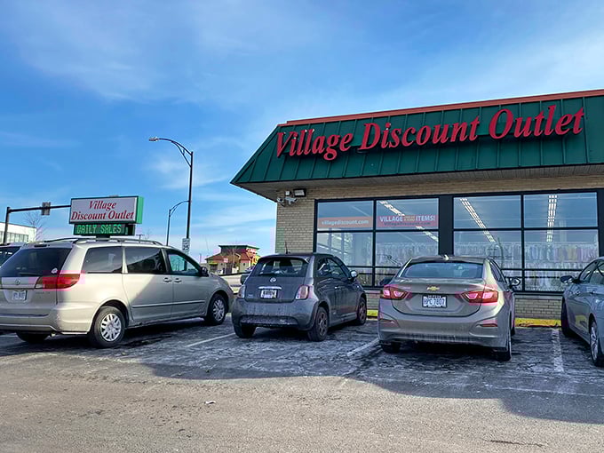Where minivans and sedans gather like hopeful contestants waiting for their chance at "The Price Is Right."