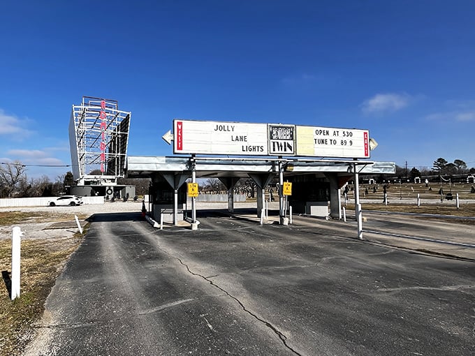 Where nostalgia meets the open road &ndash; the Admiral Twin's entrance marquee promises an evening of entertainment under the stars.