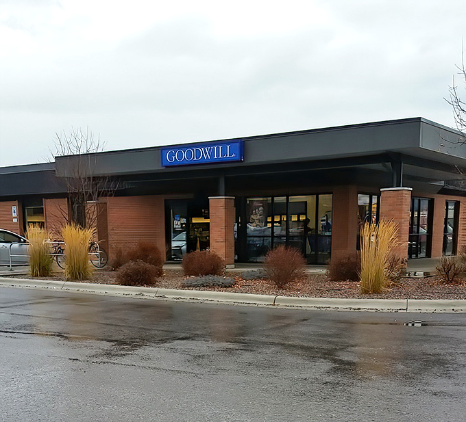 Winter in Montana brings a certain stark beauty, even to retail spaces. The native grasses frame this treasure hunter's paradise perfectly.