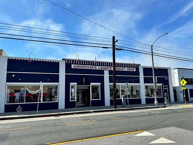 Like a fashion time capsule with a fresh coat of navy paint, this storefront beckons bargain hunters from across Southern California.