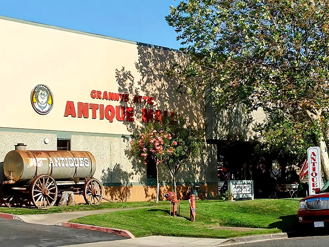 That antique wagon isn't just decoration&mdash;it's a time machine on wheels announcing your arrival at nostalgia headquarters.