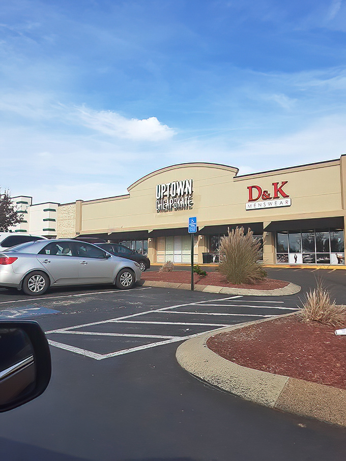 Nestled between neighboring businesses, this unassuming storefront is like a designer wardrobe hiding in plain sight—just waiting for savvy shoppers to discover.