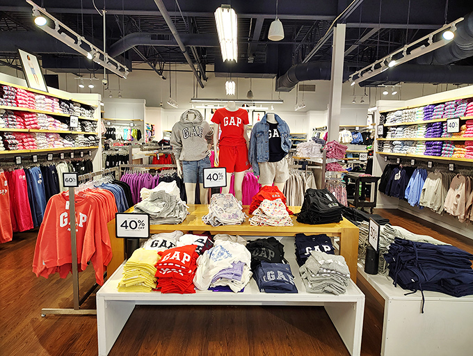 GAP's color-coded paradise where 40% off signs aren't just suggestions&mdash;they're an invitation to rebuild your wardrobe without rebuilding your budget.