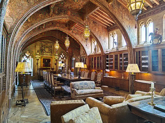 Arches upon arches lead you through the Gothic Study, where important newspaper decisions were once made between admiring the ceiling and sinking into those leather chairs.