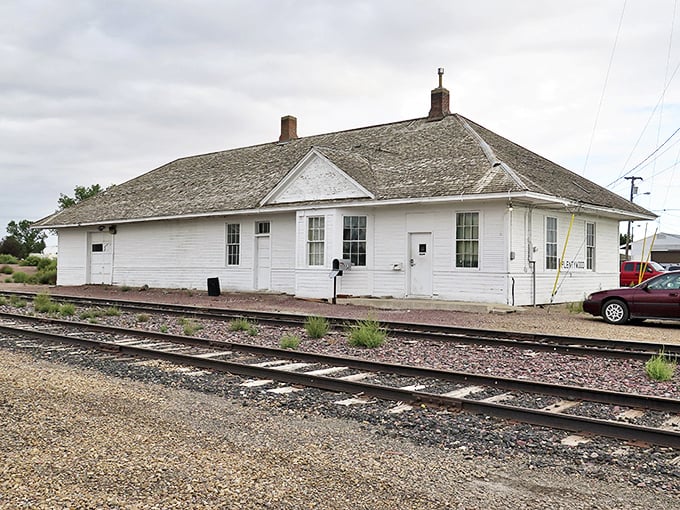 The Great Northern Depot stands as a weathered sentinel, whispering tales of pioneers and prairie dreams.