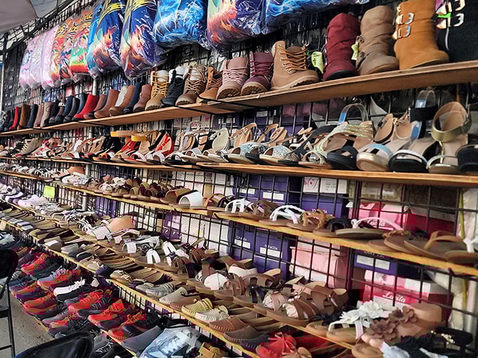 Shoe heaven exists! From practical boots to stylish sandals, this wall of footwear promises to solve every Cinderella story in Phoenix.