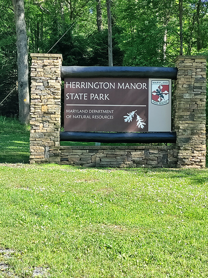 Not just a sign, but a promise of adventure. These stone pillars mark the entrance to one of Maryland's most cherished natural escapes.