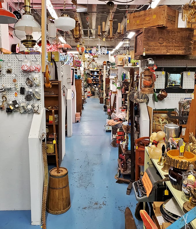 Every aisle tells a story, with blue floors guiding you through a labyrinth where yesterday's ordinary becomes today's extraordinary find.