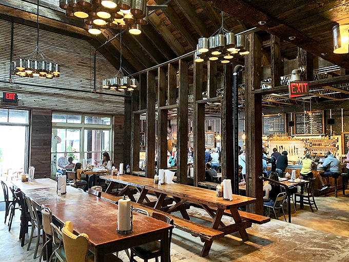 Where industrial chic collides with a carnivore&rsquo;s paradise, this lofty space and its communal tables invite endless barbecue camaraderie.
