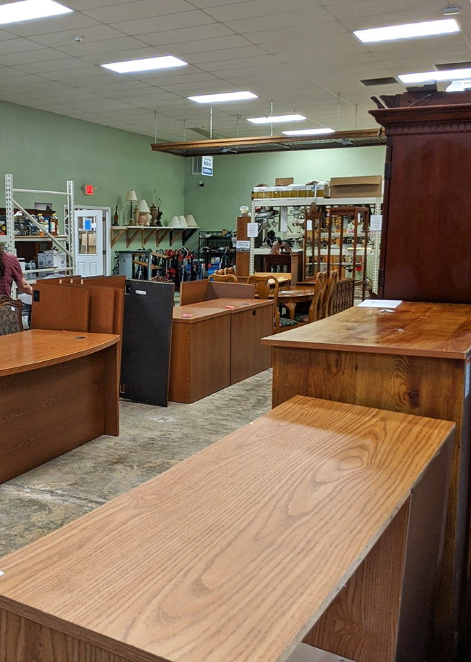 Wooden desks and cabinets stand at attention, like eager job applicants ready to prove their worth in your home office or dining room.