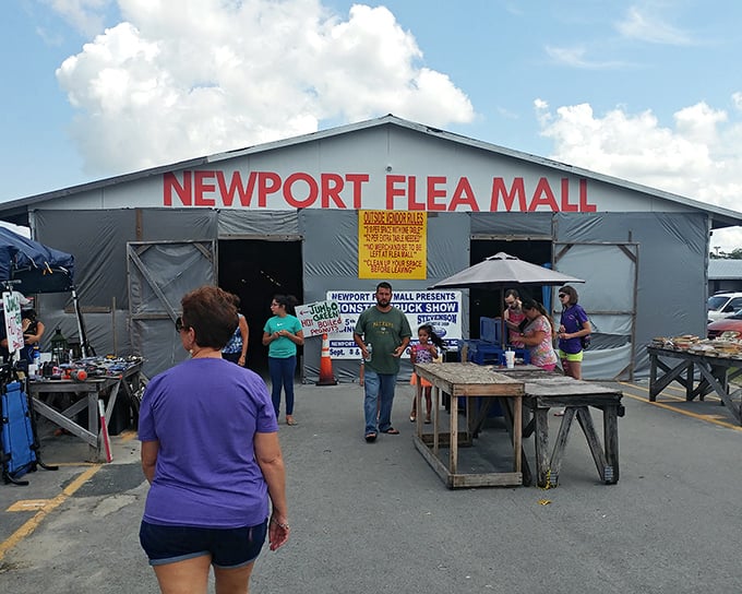 The iconic red sign welcomes bargain enthusiasts to what locals affectionately call "the mothership of secondhand discoveries."