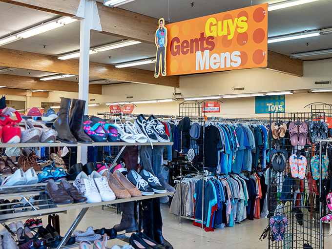 Color-coded departments guide treasure seekers through this labyrinth of possibilities, where yesterday's fashion awaits tomorrow's admirers.