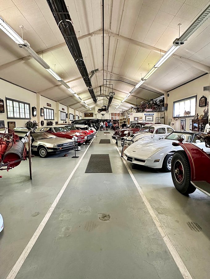 Walking down this aisle is like strolling through automotive evolution &ndash; from horseless carriages to muscle cars, each vehicle tells a chapter of American innovation.