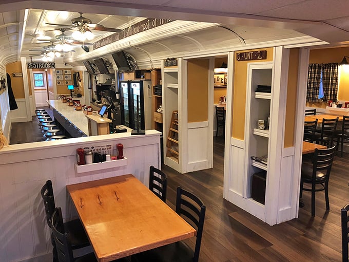 Step inside and you're transported to diner nirvana&mdash;counter seating, warm wood tones, and that unmistakable railroad-car layout that screams "authentic."