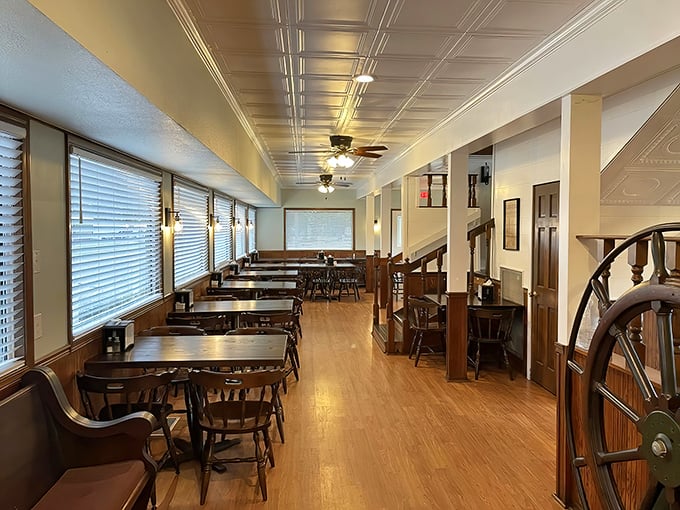 Nautical charm meets Arkansas hospitality inside the Princess. Those wooden floors have supported thousands of happy, well-fed customers.