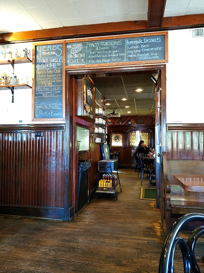 Step inside and the wooden paneling whispers stories of decades past, while the chalkboard menu tempts you with what might be your new favorite meal.