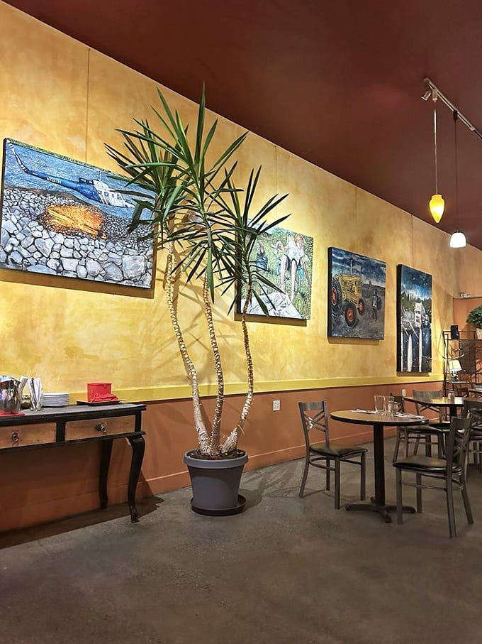 Warm ochre walls and local art create that rare Alaskan-Mediterranean fusion vibe&mdash;like finding a sun-drenched Tuscan caf&eacute; that somehow knows exactly how you like your salmon.