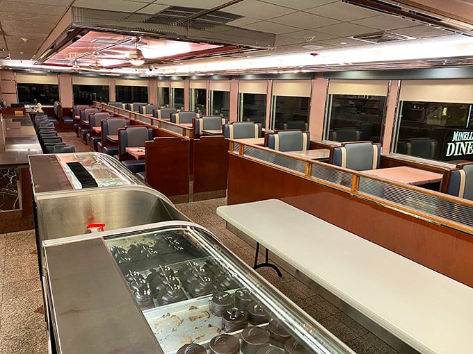 The quintessential diner experience awaits inside. Rows of booths invite you to slide in, settle down, and prepare for breakfast bliss.