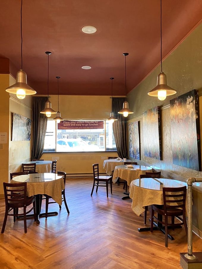 Warm wooden floors, elegant pendant lighting, and tasteful artwork create the perfect backdrop for what's about to become your favorite guilty pleasure in Fargo.