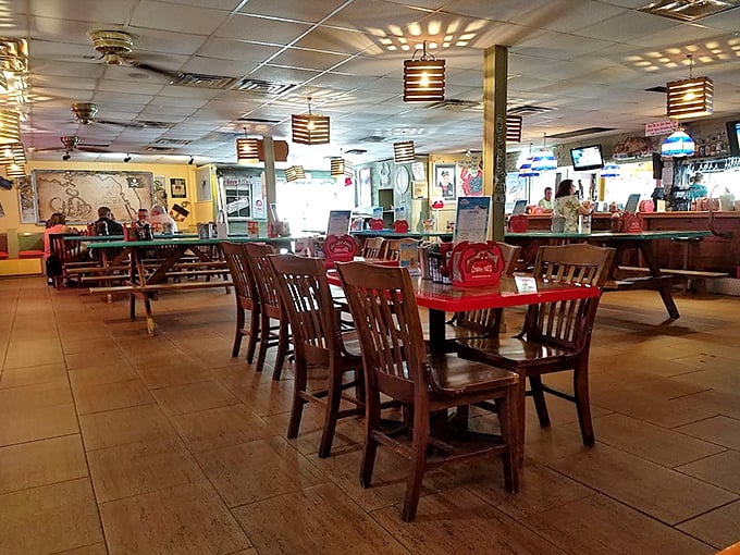 Inside, the no-frills dining room says it all: we're here for serious seafood, not fancy tablecloths. Pull up a chair and get comfortable.