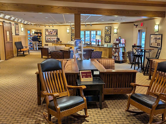 The waiting area feels like your successful uncle's living room&mdash;all warm woods and comfortable chairs that whisper, "Stay awhile, the diet starts tomorrow."