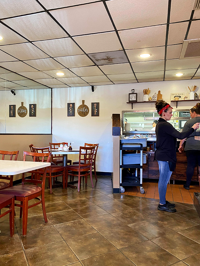Inside, the clean, no-nonsense dining area says, "We're not here for the Instagram likes&mdash;we're here for the hash browns." Classic diner perfection.