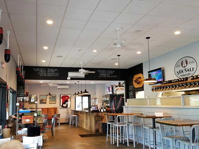 Inside, the clean, modern space balances casual comfort with serious seafood intentions. No nautical knickknacks needed when the food speaks volumes.