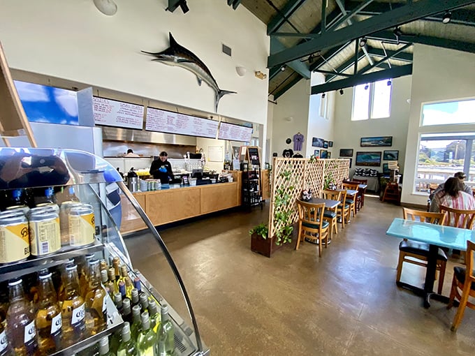 High ceilings, mounted fish, and zero pretension. The dining room feels like the living room of that friend who actually knows how to cook.