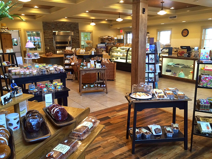 Treasure hunting in paradise. The interior showcases wooden displays filled with homemade treats that would make your grandmother both proud and jealous.