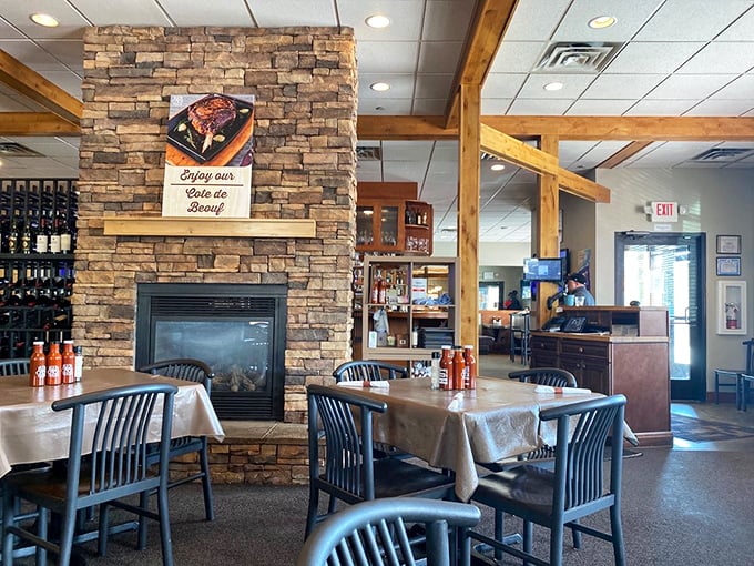 Stone fireplaces, wooden beams, and a sign that says "C&ocirc;te de Boeuf" &ndash; they had me at the architectural equivalent of a warm, meaty hug.