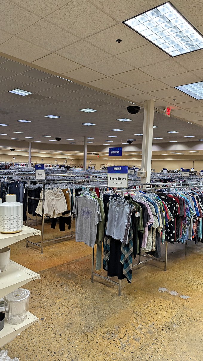 Beneath fluorescent lights, a sea of clothing racks stretches toward the horizon&mdash;each hanger a potential "where have you been all my life?" moment.