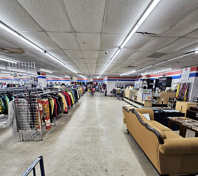 Endless racks stretch toward the horizon like a retail version of "Field of Dreams." If you browse it, bargains will come.