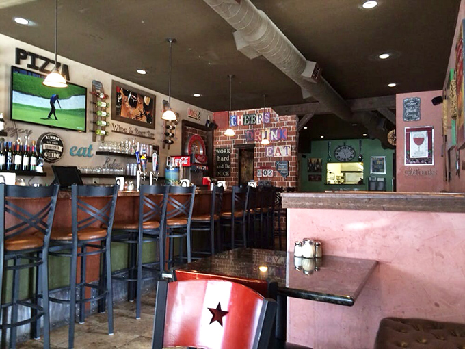 Inside, the perfect blend of sports bar meets family restaurant, with exposed brick walls and comfortable seating that invites you to stay awhile.