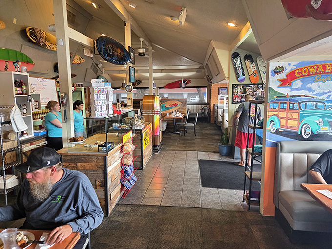 Step inside and you're greeted by surfboards and vintage decor &ndash; like walking into your cool uncle's beach house that somehow landed in the Arizona desert.