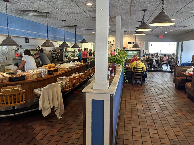 Inside, the bustling counter and cozy dining area create that perfect symphony of diner sounds&mdash;clattering plates, friendly chatter, and the promise of homestyle cooking.