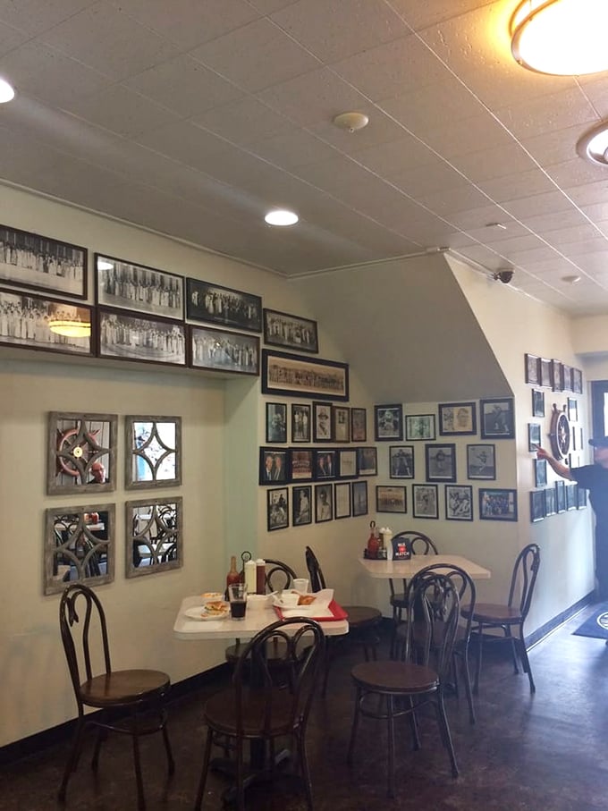History adorns every inch of wall space, with vintage photographs telling the story of Pittsburgh while you savor maritime delights.