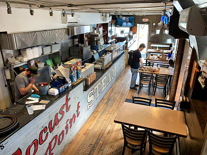 Inside, the no-frills dining area with wooden floors and simple tables promises one thing: the focus here is squarely on spectacular seafood.