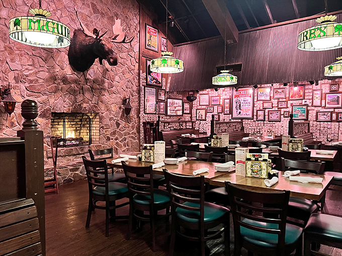 Step inside and you're transported to Dublin-meets-Florida, where moose heads watch over diners and dollar bills create the world's most lucrative ceiling decor.