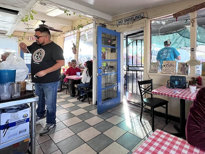 Inside Frank's, the "NO SNIVELING" sign tells you everything about the attitude. Come hungry, leave your pretensions at home, and prepare for diner magic.