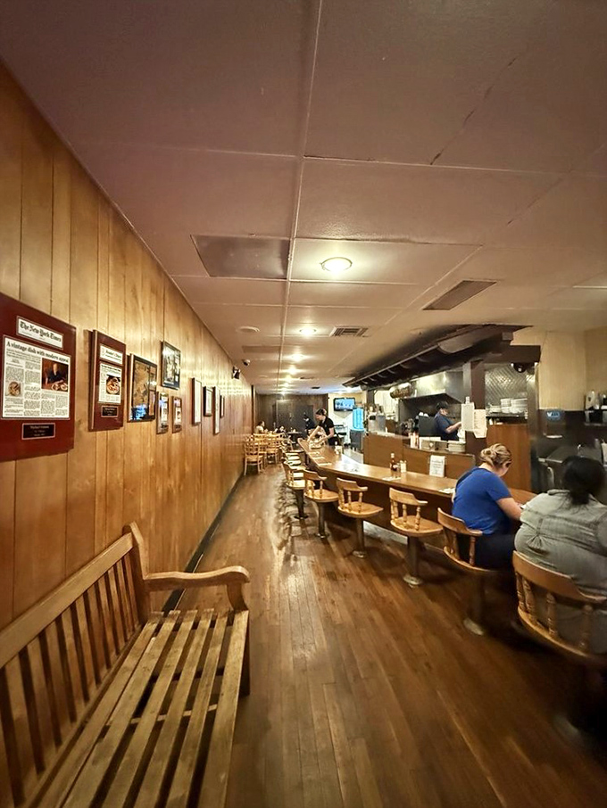 Step inside and travel back in time. The narrow dining room with its wood-paneled walls and counter seating has witnessed countless conversations and comfort food moments.