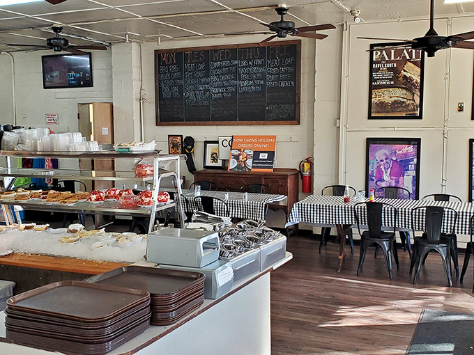 The cafeteria line setup hasn't changed much since 1955—why mess with perfection when it comes to getting good food to hungry people?