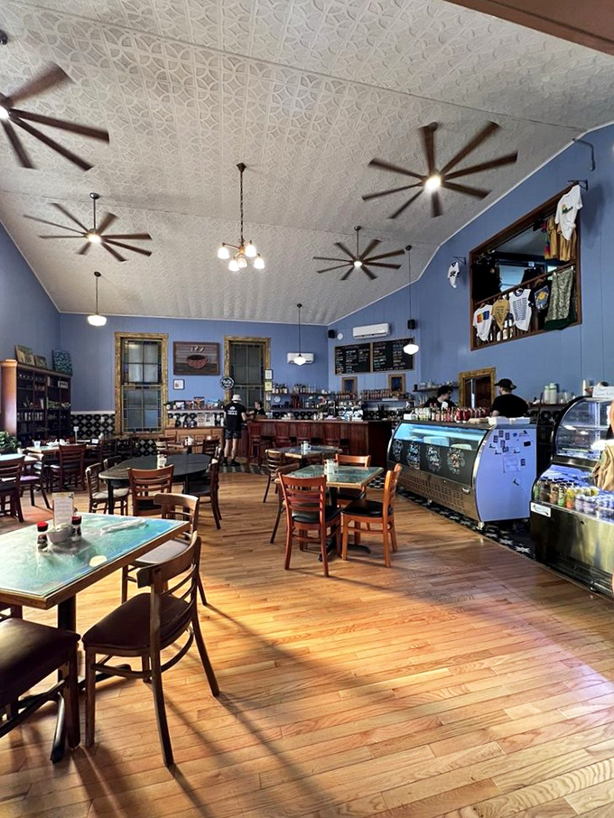 Heaven on earth exists &ndash; it has wooden floors, blue walls, and ornate tin ceilings where ceiling fans spin like modern-day angels above hungry patrons.
