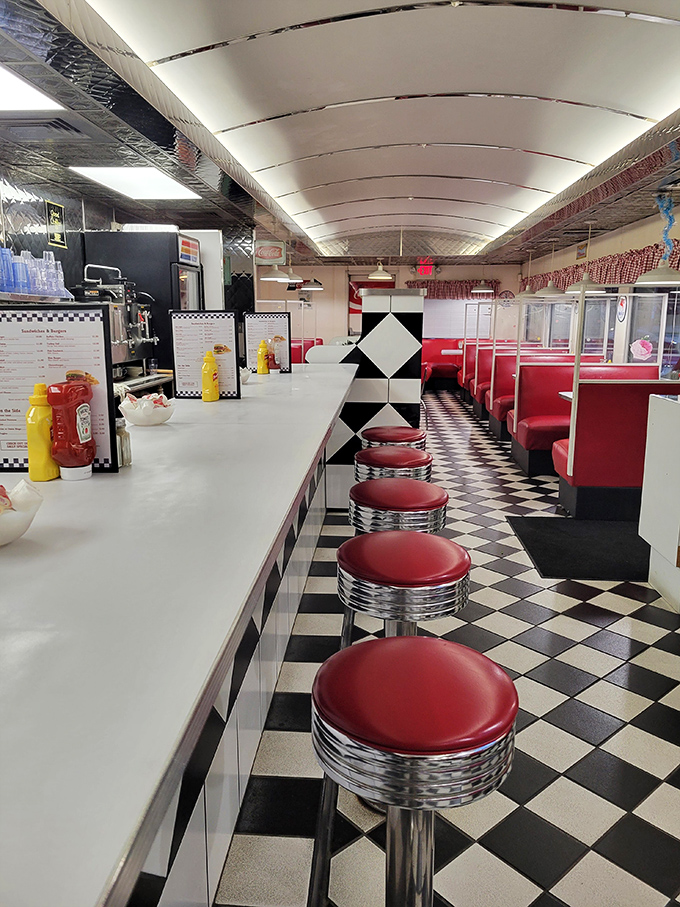 Classic Americana in every detail&mdash;red vinyl stools lined up at the counter like soldiers, ready for hungry patrons to perch and ponder life's great breakfast dilemmas.