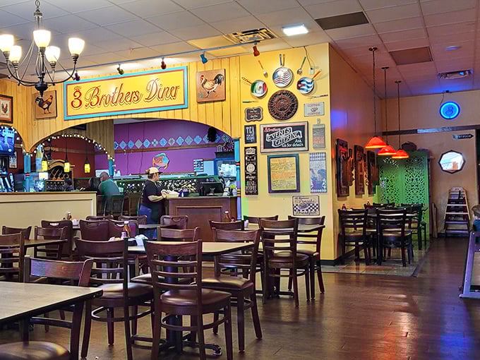 Sunshine yellow walls and colorful accents welcome diners into a space that feels like a warm hug from your favorite aunt.