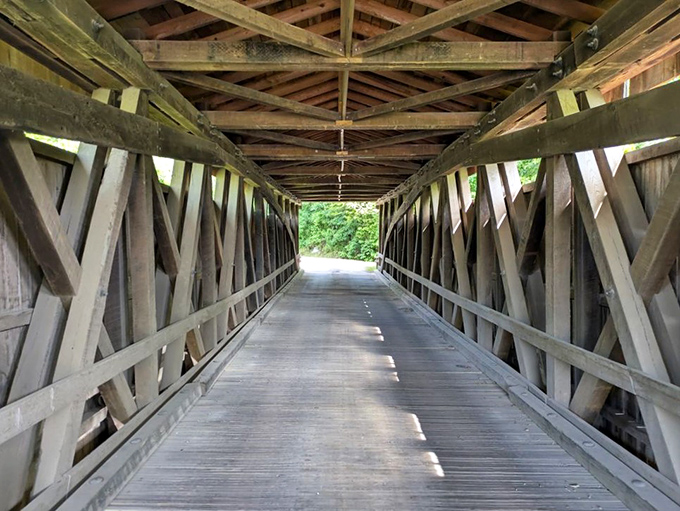 Step inside and marvel at the ingenious wooden truss system&mdash;architectural poetry that's been holding up travelers since Chester Arthur was president.