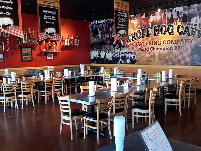 Trophy-lined walls tell you everything before your first bite &ndash; these folks aren't just playing around with their smokers. They've earned their BBQ bragging rights.